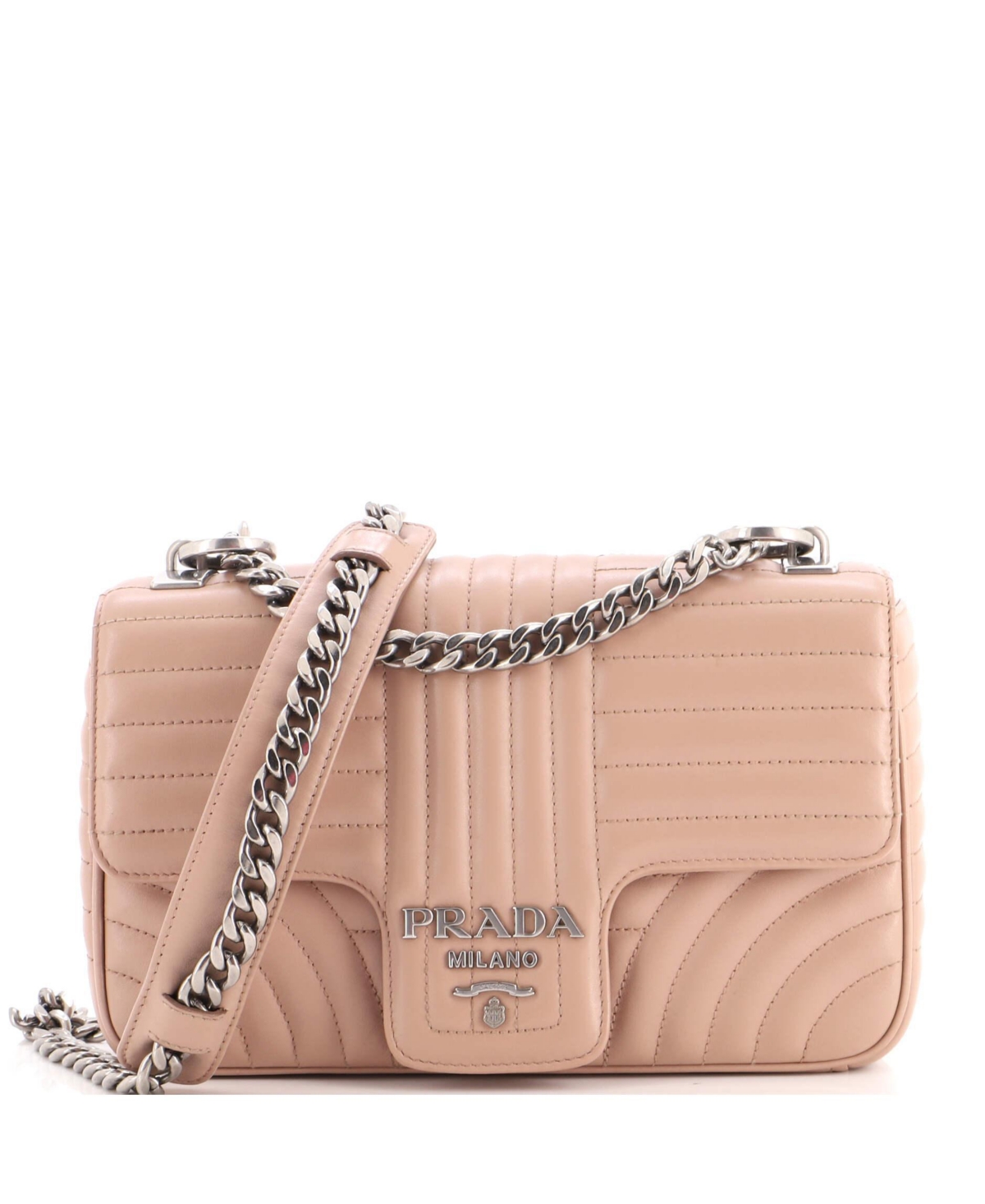 Click here for Pre-Owned Prada Medium Chain Flap Shoulder Bag Dia... prices