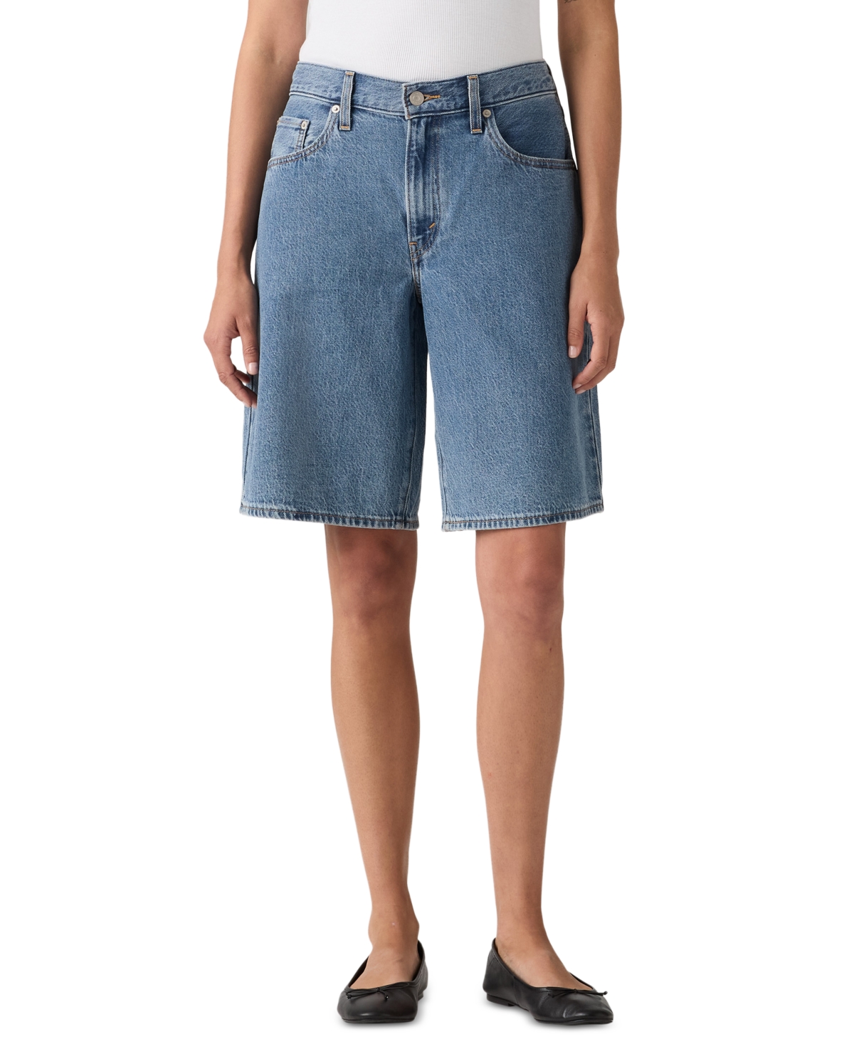 Click here for Levis Womens Baggy Dad Mid-Rise Shorts - Own It Te... prices