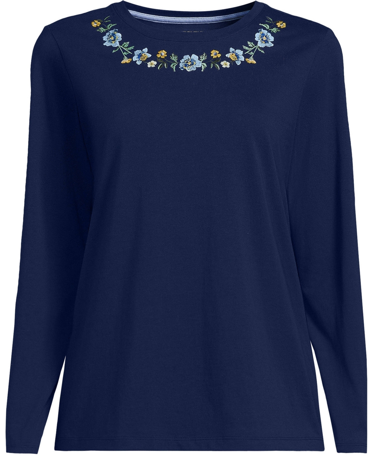 Click here for Lands End Plus Size Supima Cotton Long Sleeve Embr... prices