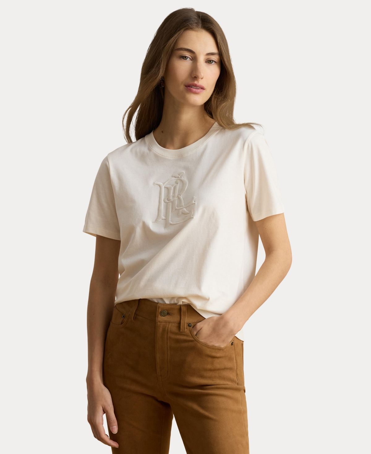 Click here for Lauren Ralph Lauren Womens Embroidered-Logo Crewne... prices
