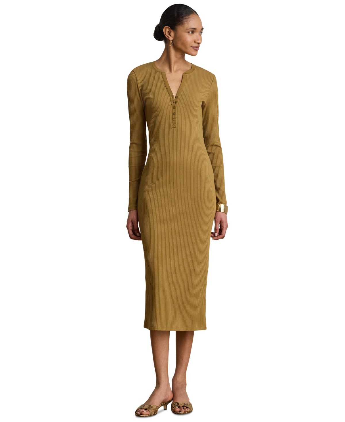 Click here for Lauren Ralph Lauren Womens Slim-Fit Henley Neck Mi... prices