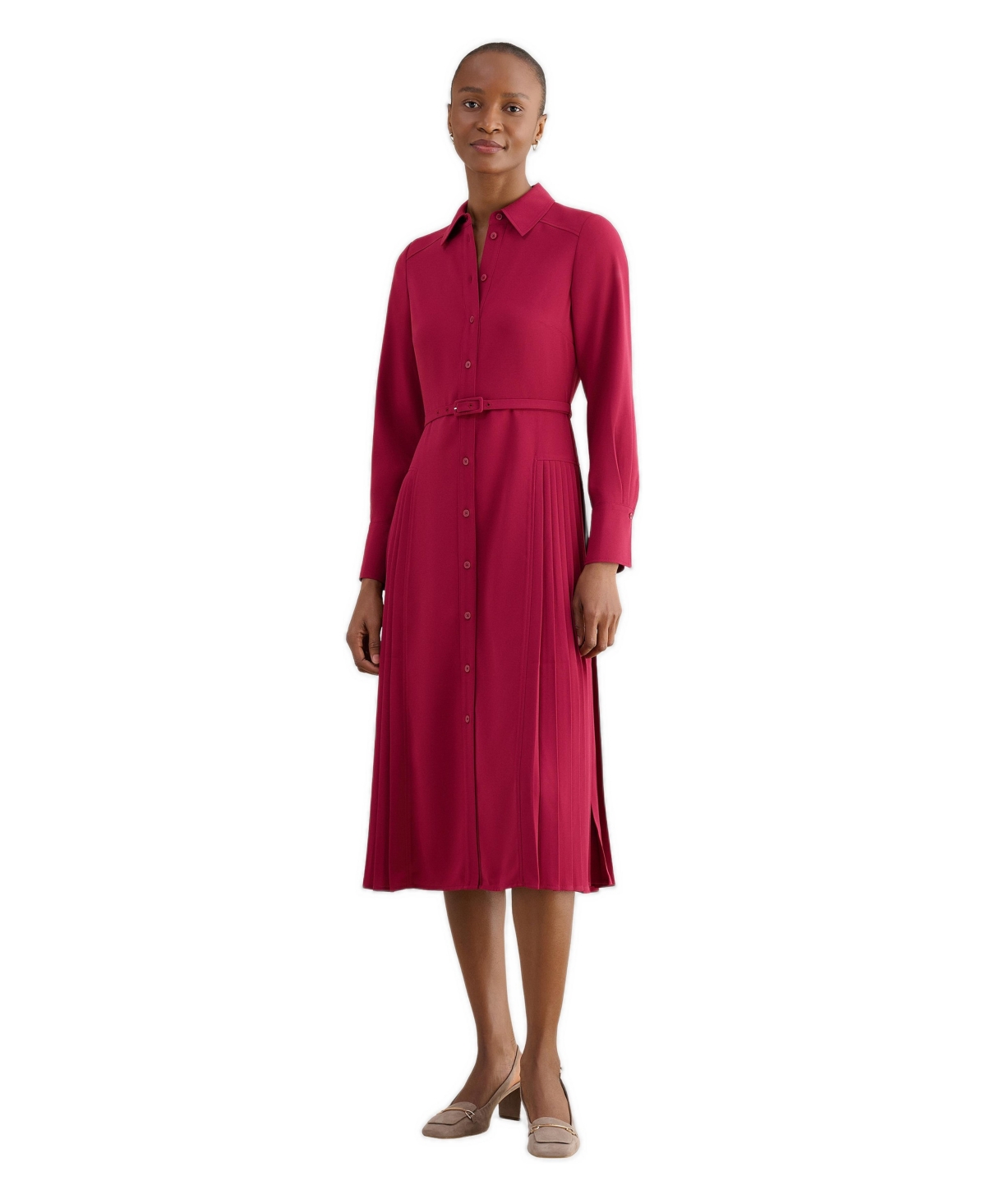 Click here for Hobbs London Womens Ginny Belted Pleated Midi Shir... prices