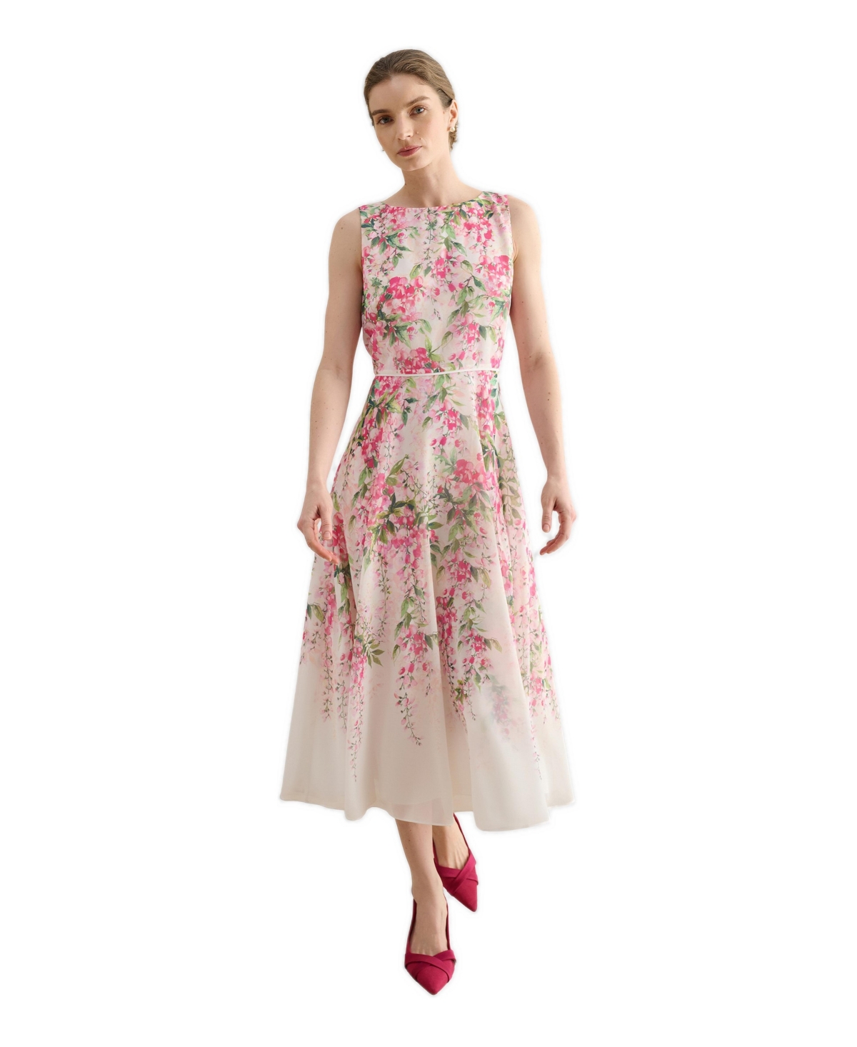 Click here for Hobbs London Carly Fit Flare Midi Dress - Ivorymul... prices