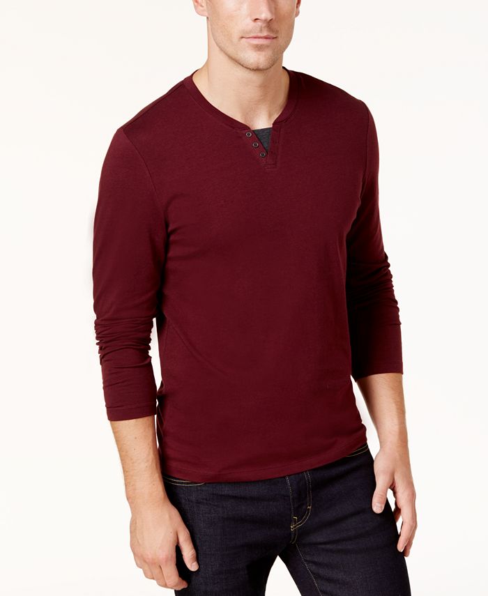 Alfani Men's Long-Sleeve Split Crewneck T-Shirt, Created for Macy's ...