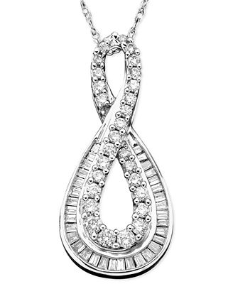 Diamond (1/2 ct. t.w.) Infinity Pendant Necklace in 14k White Gold ...