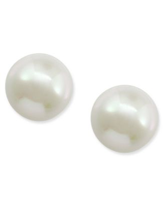 Majorica 18k Gold Earrings, White Organic Man-Made Pearl (8mm) Stud ...