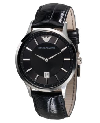Emporio Armani Watch, Men's Black Leather Strap AR2411 - Macy's