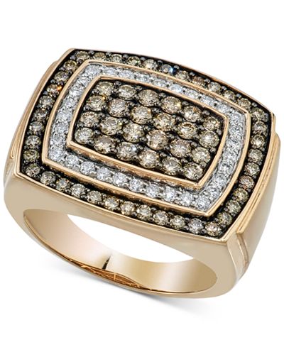 Men's Diamond Cluster Ring (2 ct. t.w.) in 10k Gold - Rings - Jewelry ...