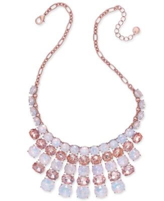 Charter Club Rose Gold-Tone Clear and Pink Crystal Statement Necklace ...