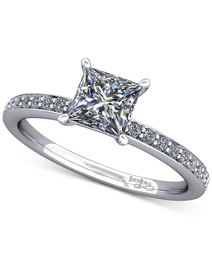 Macy's Diamond Accented Mount Setting (1/5 ct. t.w.) in 14k White Gold ...