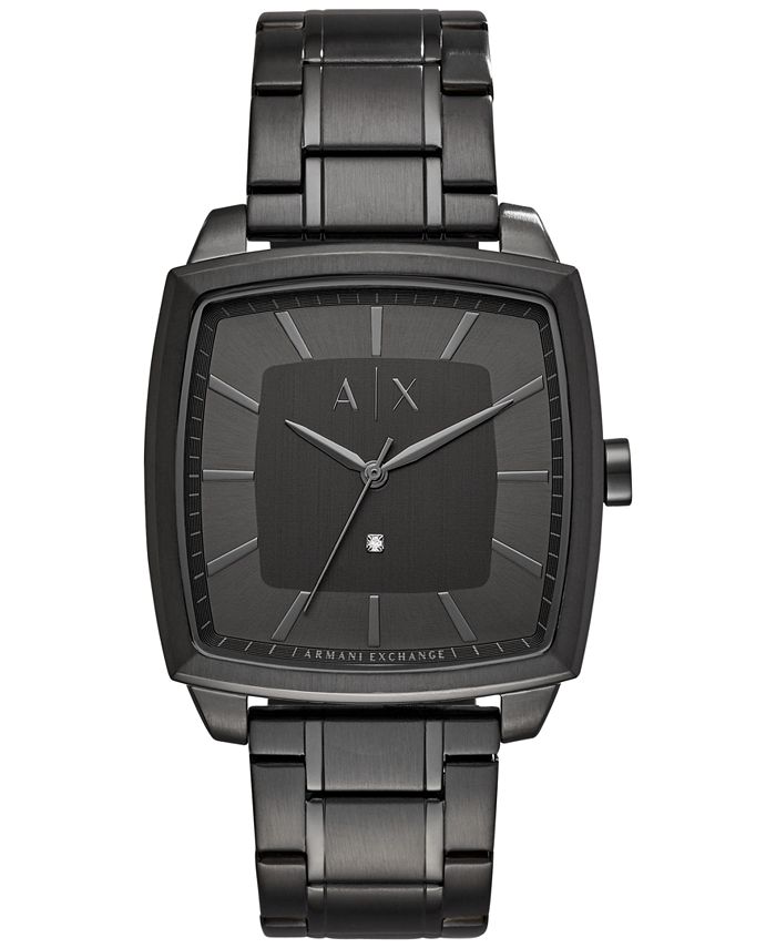 A|X Armani Exchange Men's Diamond Accent Black Stainless Steel Bracelet ...