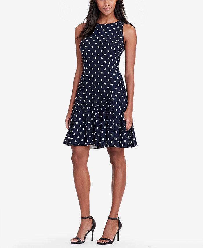 Lauren Ralph Lauren Polka Dot Fit And Flare Dress Macys