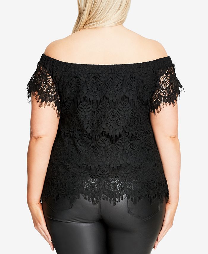 City Chic Trendy Plus Size Off The Shoulder Lace Top And Reviews Tops