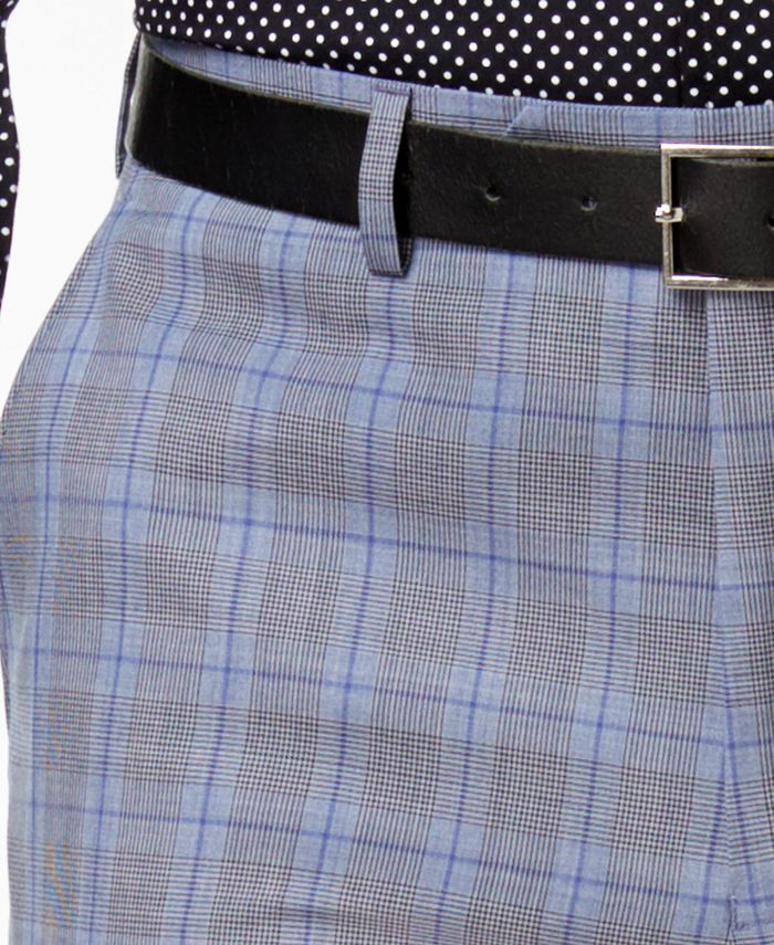 Sean John Men's Slim-Fit Light Blue Check Pants - Macy's
