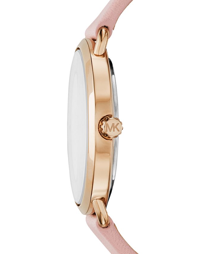 Michael Kors Women's Portia Pink Leather Strap Watch 36mm MK2659 - Macy's