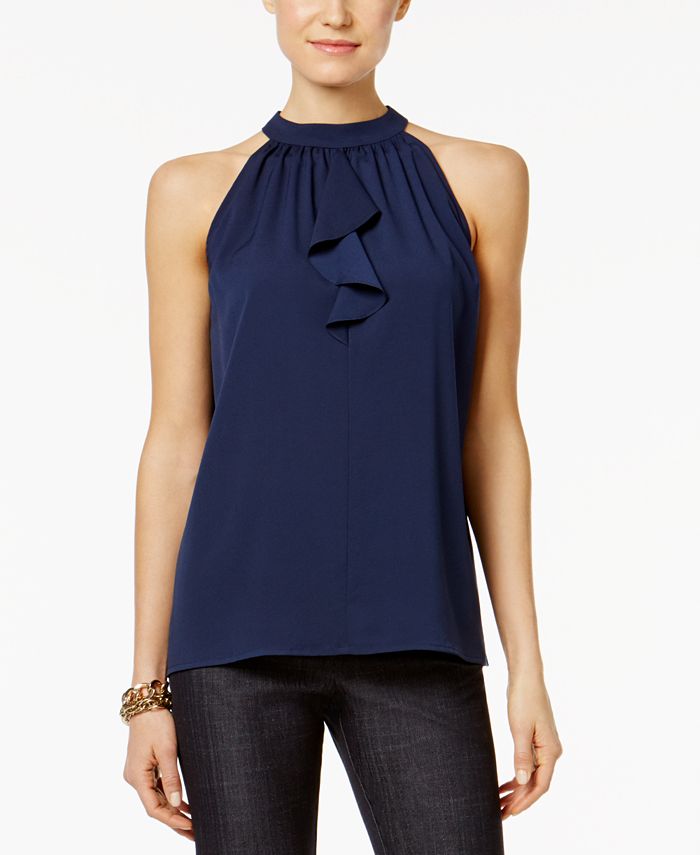BCBGeneration High-Neck Ruffled Top - Macy's