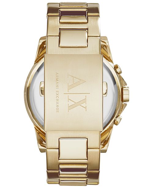 A|X Armani Exchange Watch, Men's Chronograph Gold Ion-Plated Stainless ...