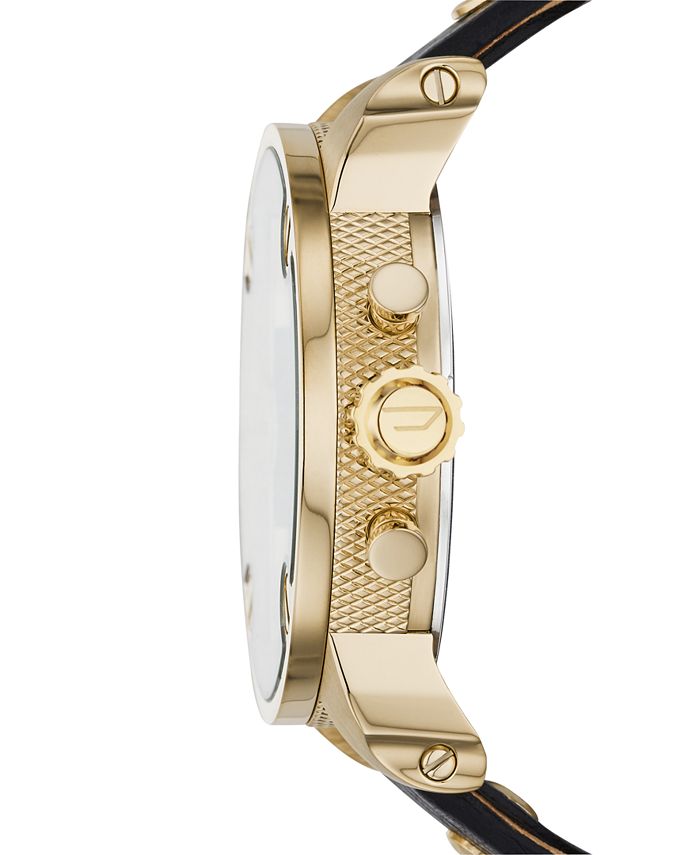 Diesel Little Daddy Black Leather Strap Watch 51x61mm DZ7363 - Macy's