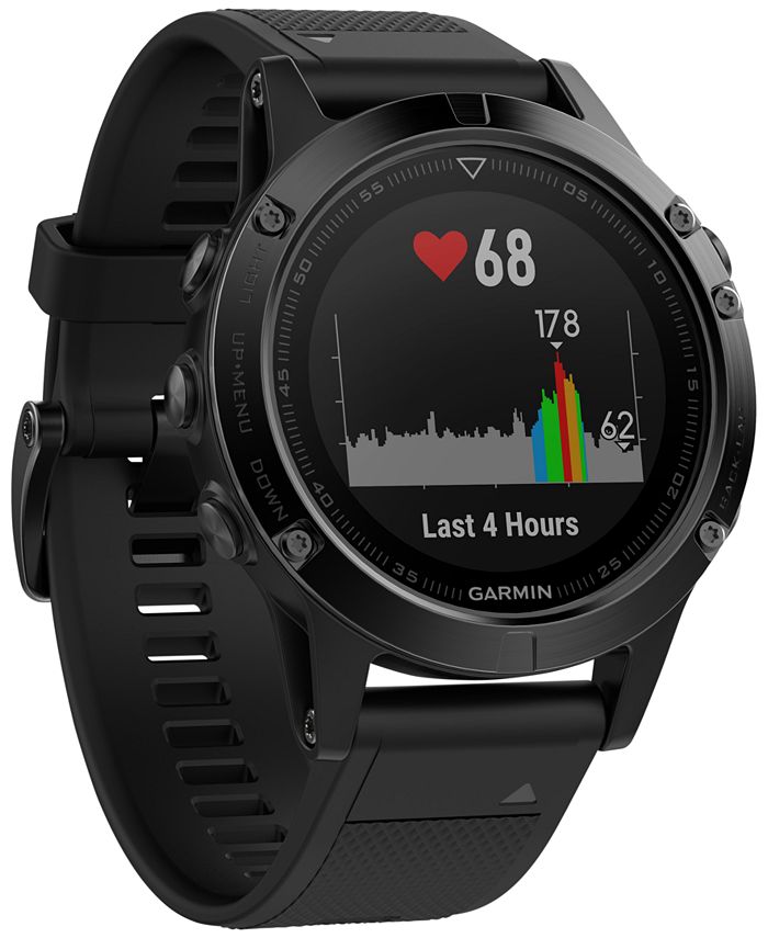 Garmin Men's fenix® 5 Multisport Black Silicone Band Smart Watch 47mm ...