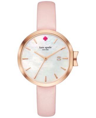 kate spade new york Women's Park Row Pink Leather Strap Watch 34mm ...