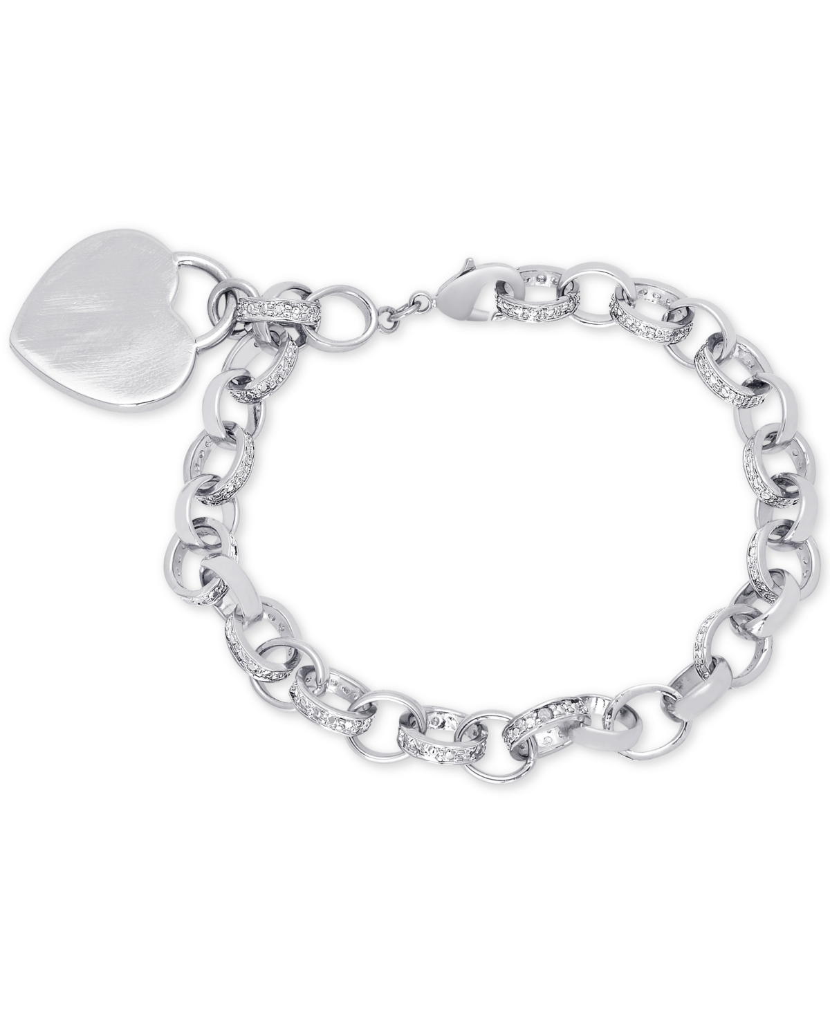 Click here for Diamond Accent Heart Tag Chain Bracelet 7.5 - Silv... prices