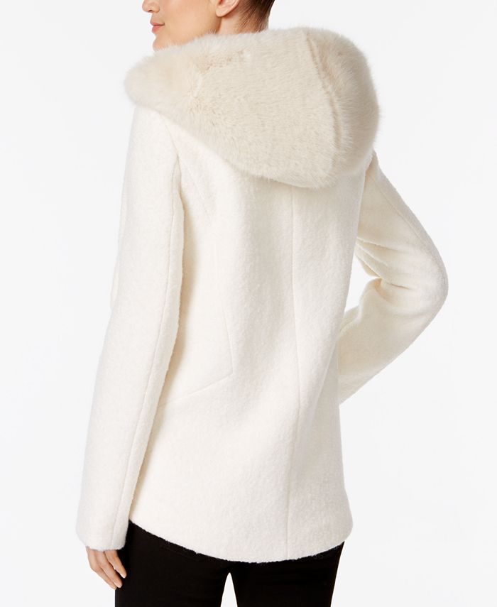 Laundry by Shelli Segal Faux-Fur-Hood Coat - Macy's