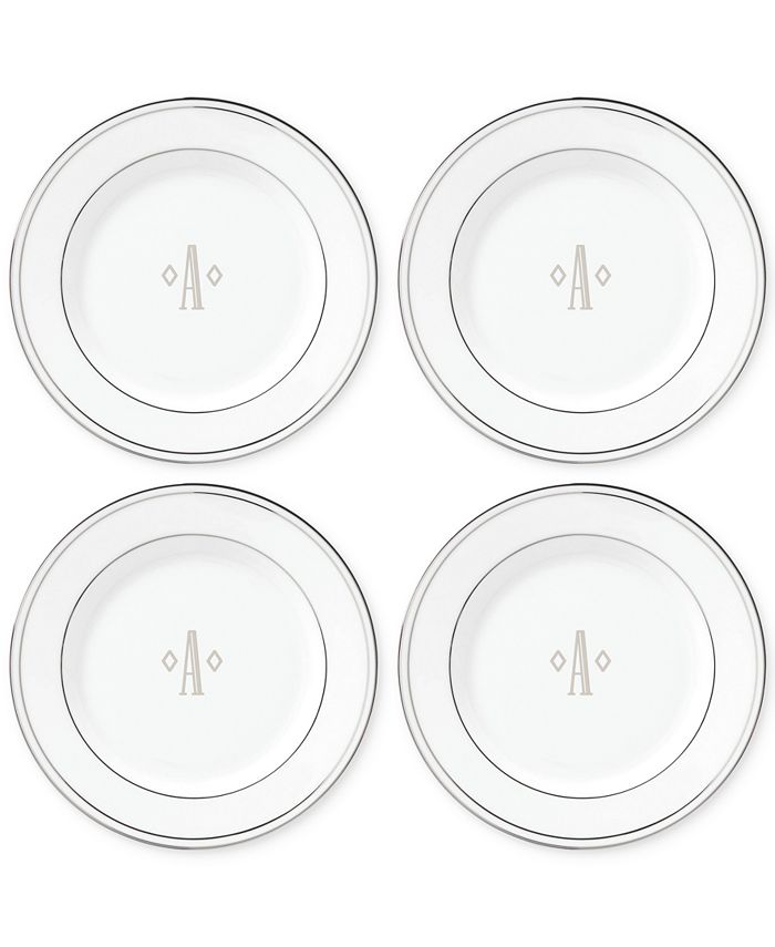 Lenox Federal Platinum Monogram Tidbit Plates Set Of 4 Block Letters