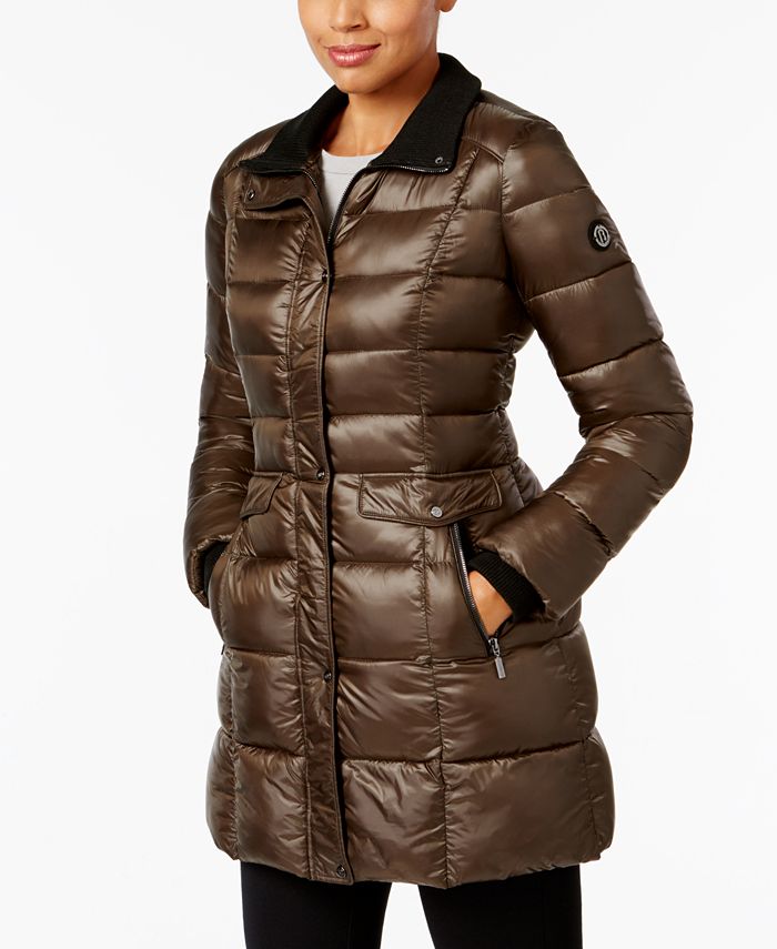 Bernardo Faux-Fur-Trim Hooded Puffer Coat - Macy's