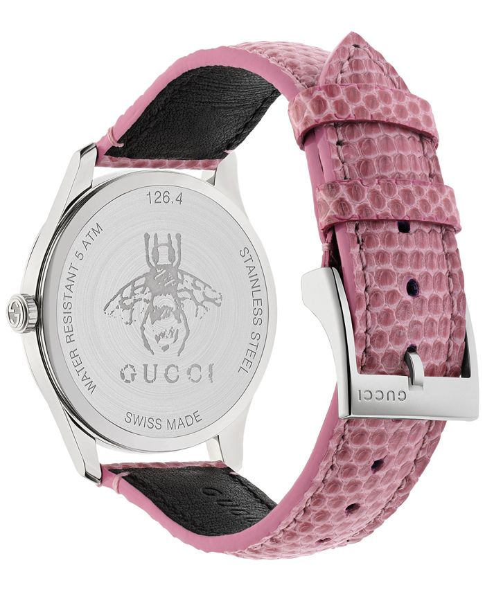 Gucci Women's Swiss G-Timeless Pink Lizard Leather Strap Watch 36mm ...