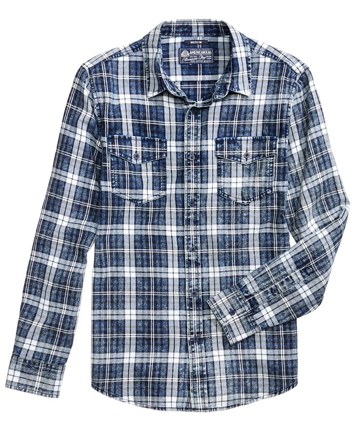 American Rag Men's Distressed Plaid Shirt, Created for Macy's - Macy's