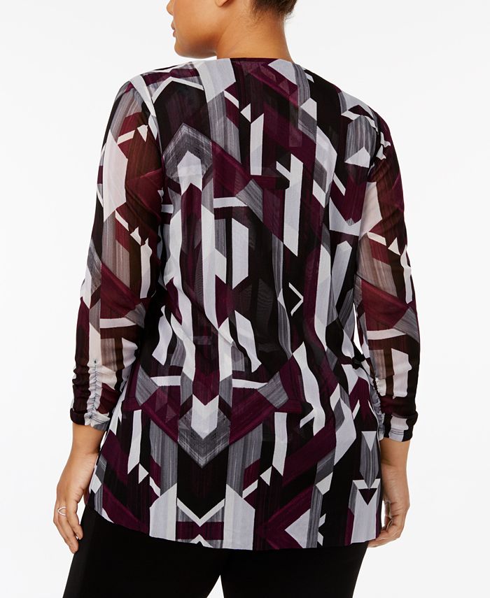 Alfani Plus Size Geometric-Print Draped Tunic, Created for Macy's - Macy's