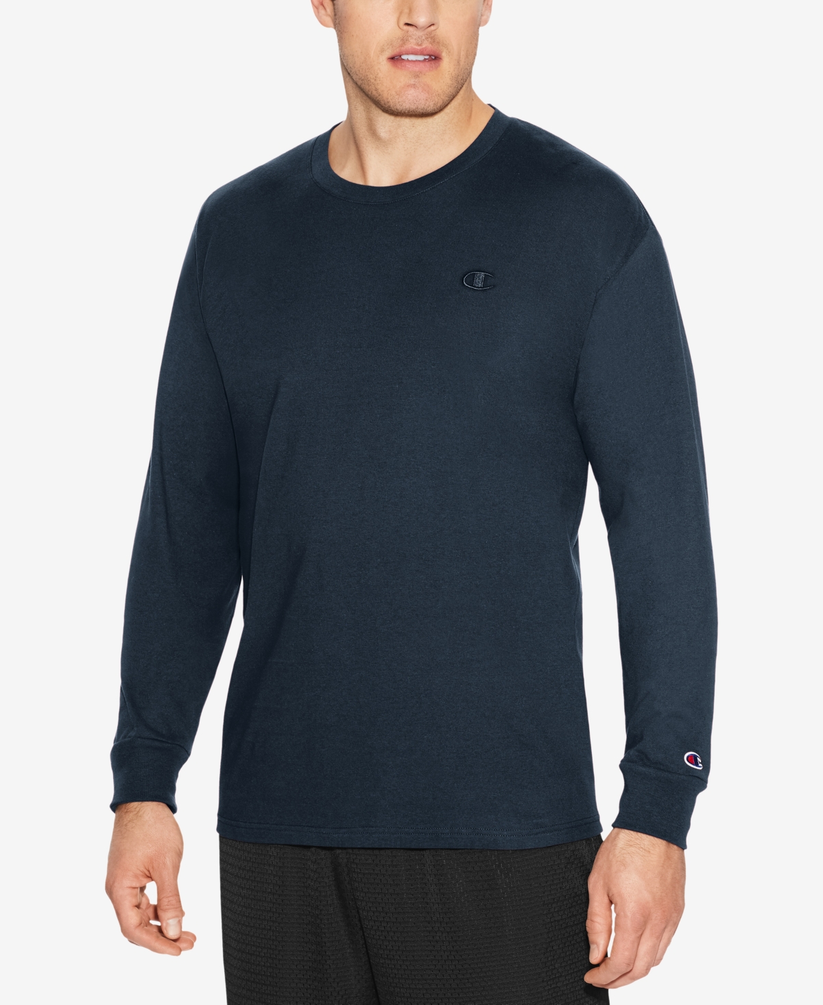 Click here for Champion Mens Long-Sleeve Jersey T-Shirt - Navy prices