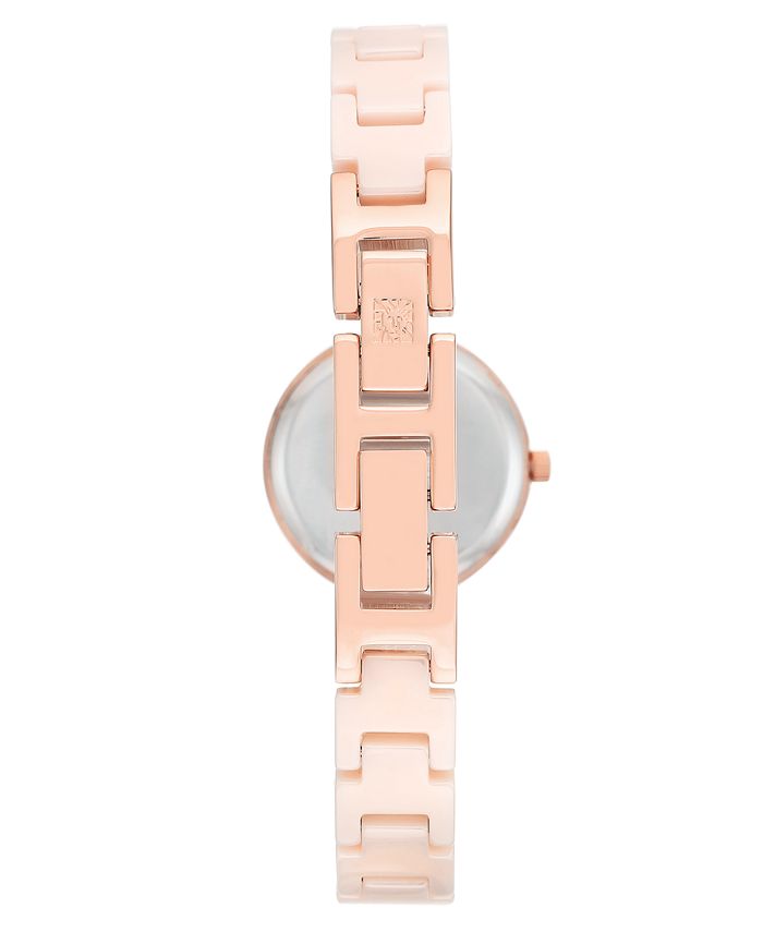 Anne Klein Women's Diamond-Accent Light Pink Ceramic Bracelet Watch ...