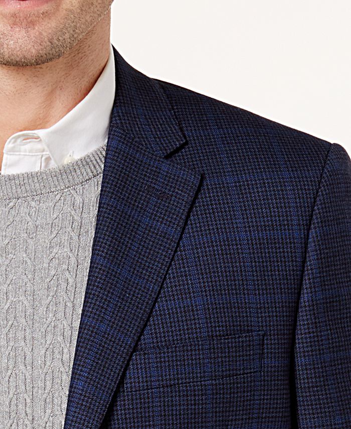 Lauren Ralph Lauren Men's Slim-Fit Navy Houndstooth Windowpane Ultraflex Wool Sport Coat - Macy's