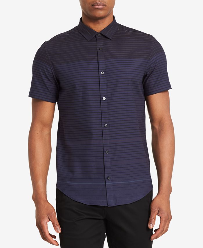 Calvin Klein Men's Engineered Horizontal Striped Shirt - Macy's