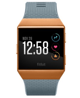 Fitbit Unisex Ionic Slate Blue Elastomer Strap Smart Watch 35x32mm - Macy's