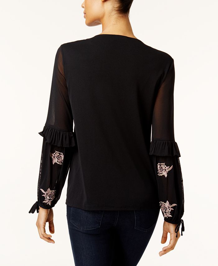Style & Co Embroidered Mesh Top, Created for Macy's - Macy's