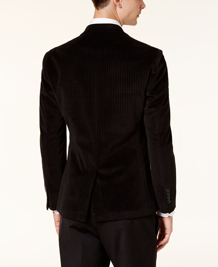 Nick Graham Men's Slim-Fit Black Velvet Houndstooth Dinner Jacket - Macy's