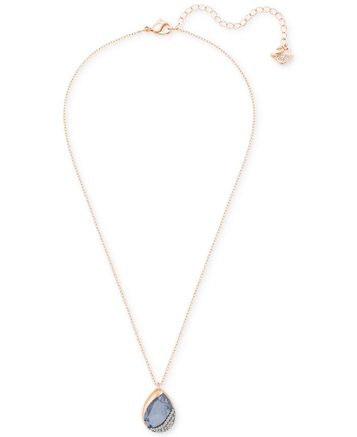 Swarovski Rose Gold-Tone Stone & Pavé Pendant Necklace - Macy's