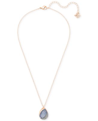 Swarovski Rose Gold-Tone Stone & Pavé Pendant Necklace - Macy's