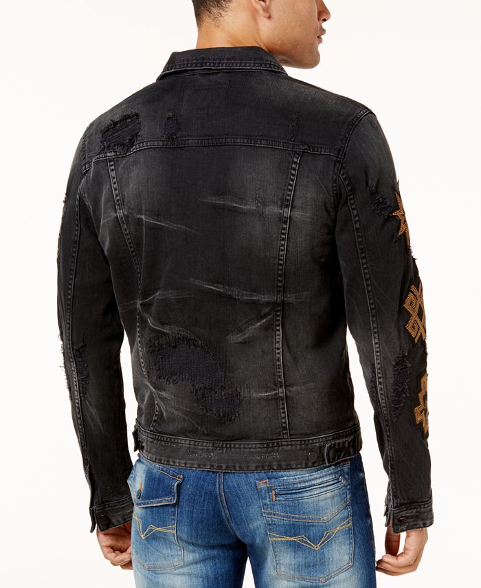 GUESS Men's Deconstructed Patch Denim Jacket - Macy's