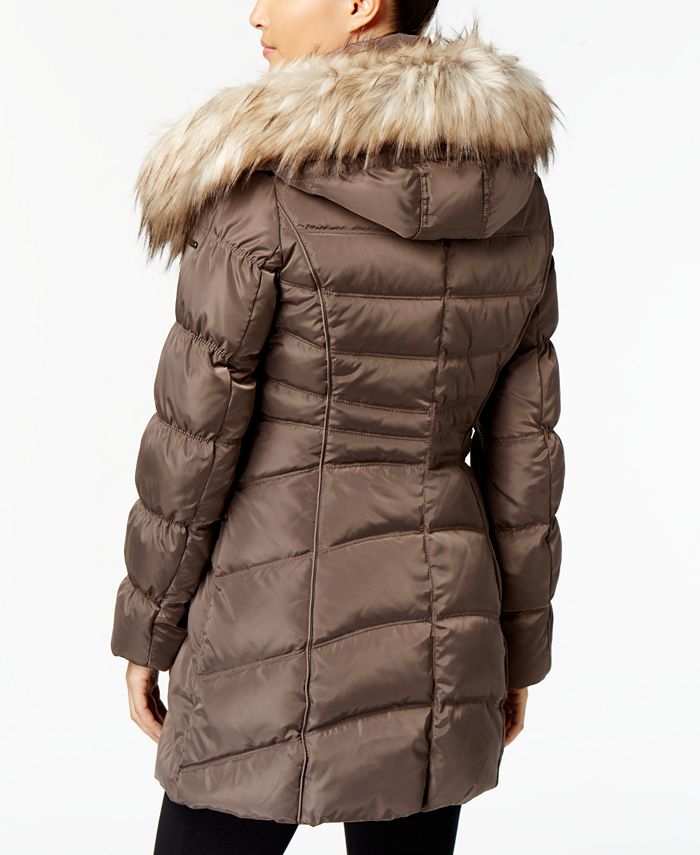 Laundry by Shelli Segal Faux-Fur-Trim Hooded Puffer Coat - Macy's