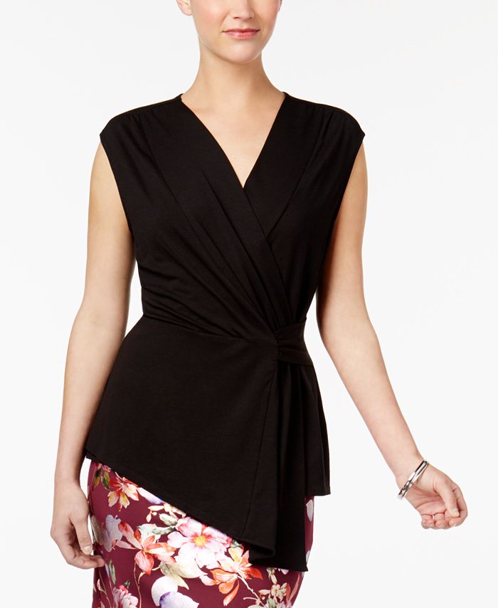 NY Collection Faux-Wrap Top - Macy's