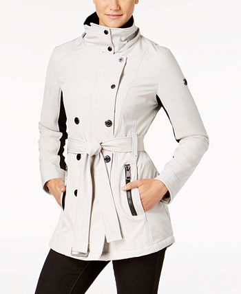Calvin Klein Double-Breasted Softshell Jacket - Macy's