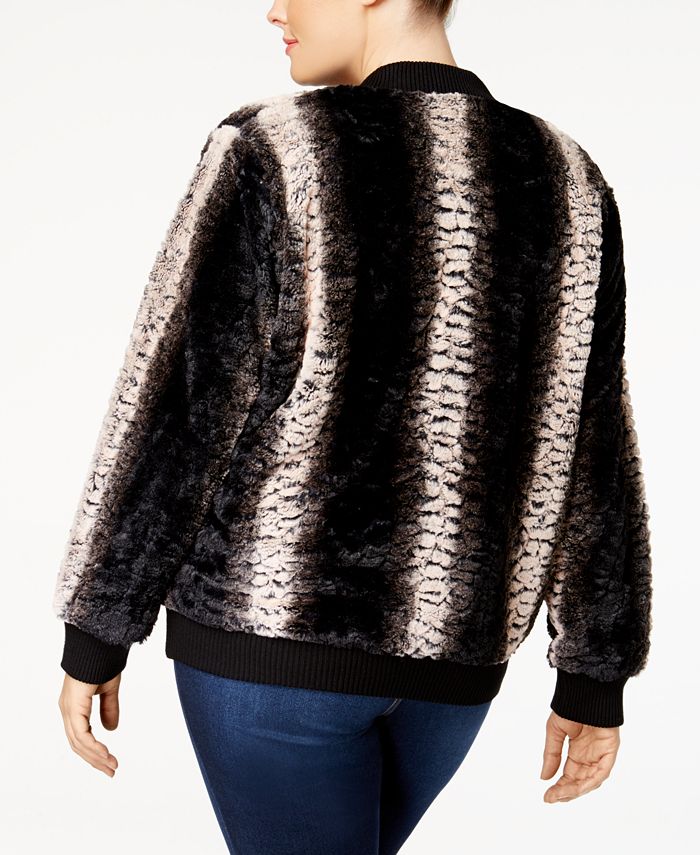 Belldini Plus Size Faux-Fur Bomber Jacket - Macy's