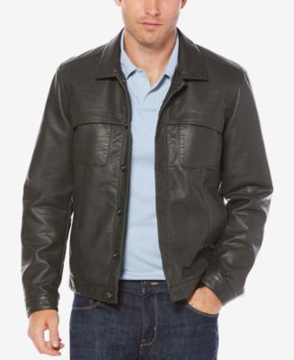 Perry Ellis Men's Faux-Leather Jacket - Macy's