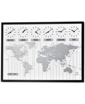 Seiko Six-City Wooden Wall Clock - Macy's
