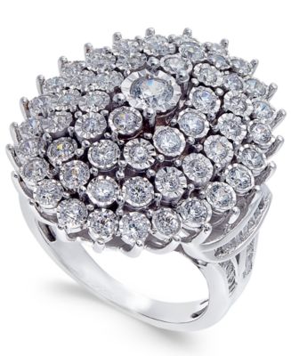 Diamond Bezel-Set Cluster Ring (2 ct. t.w.) in 14k White Gold - Macy's