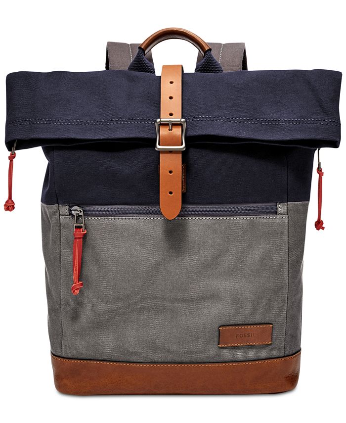 Fossil Men's Defender Colorblocked Roll-Top Backpack - Macy's