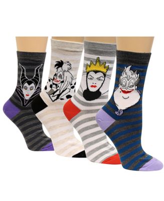 Disney Women's 4-Pk. Assorted Villains Socks - Macy's